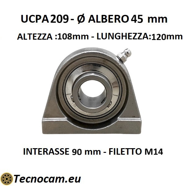 Supporto INOX con Cuscinetto INOX UCPA209 — Tecnocam Store