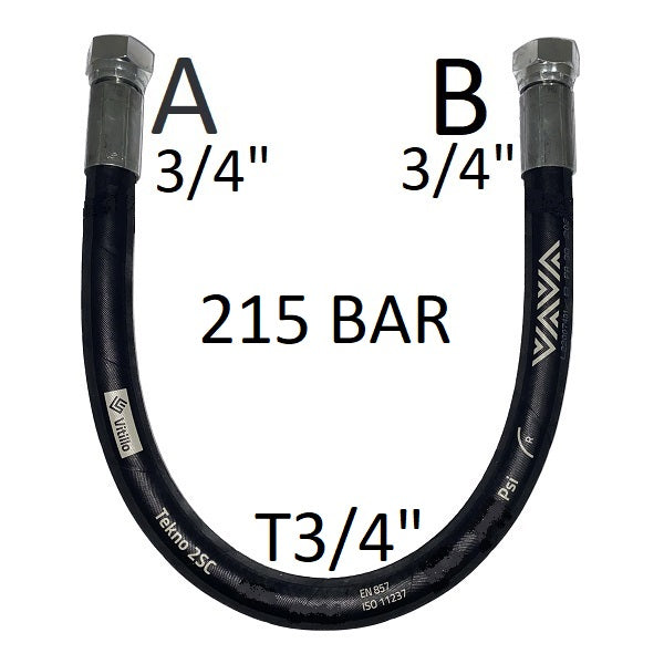 Tubo Oleodinamico Alta Pressione 215 Bar 3/4", F3/4"-F3/4" — Tecnocam Store